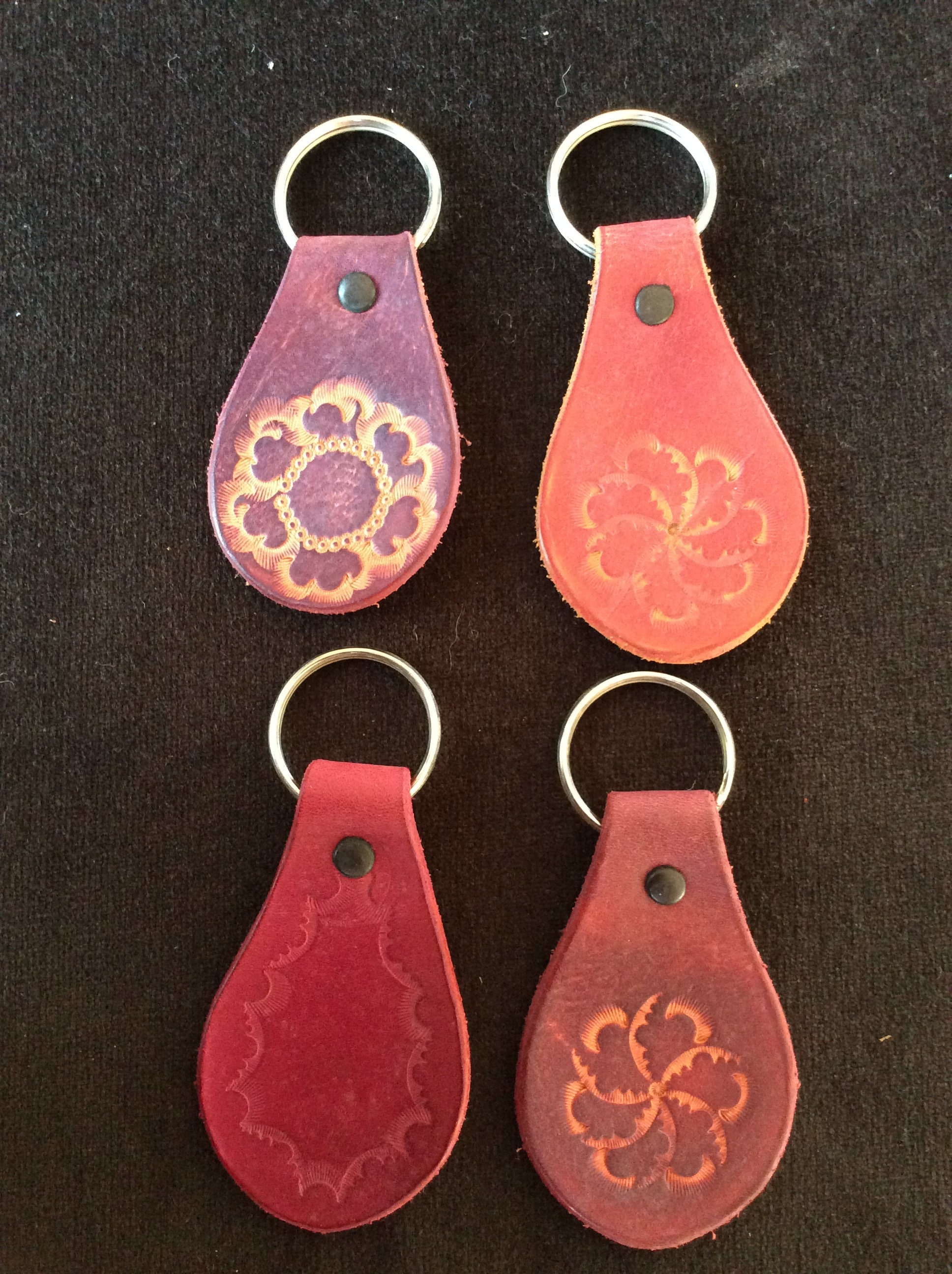 Vintage Hand Tooled Leather Key Ring - Etsy