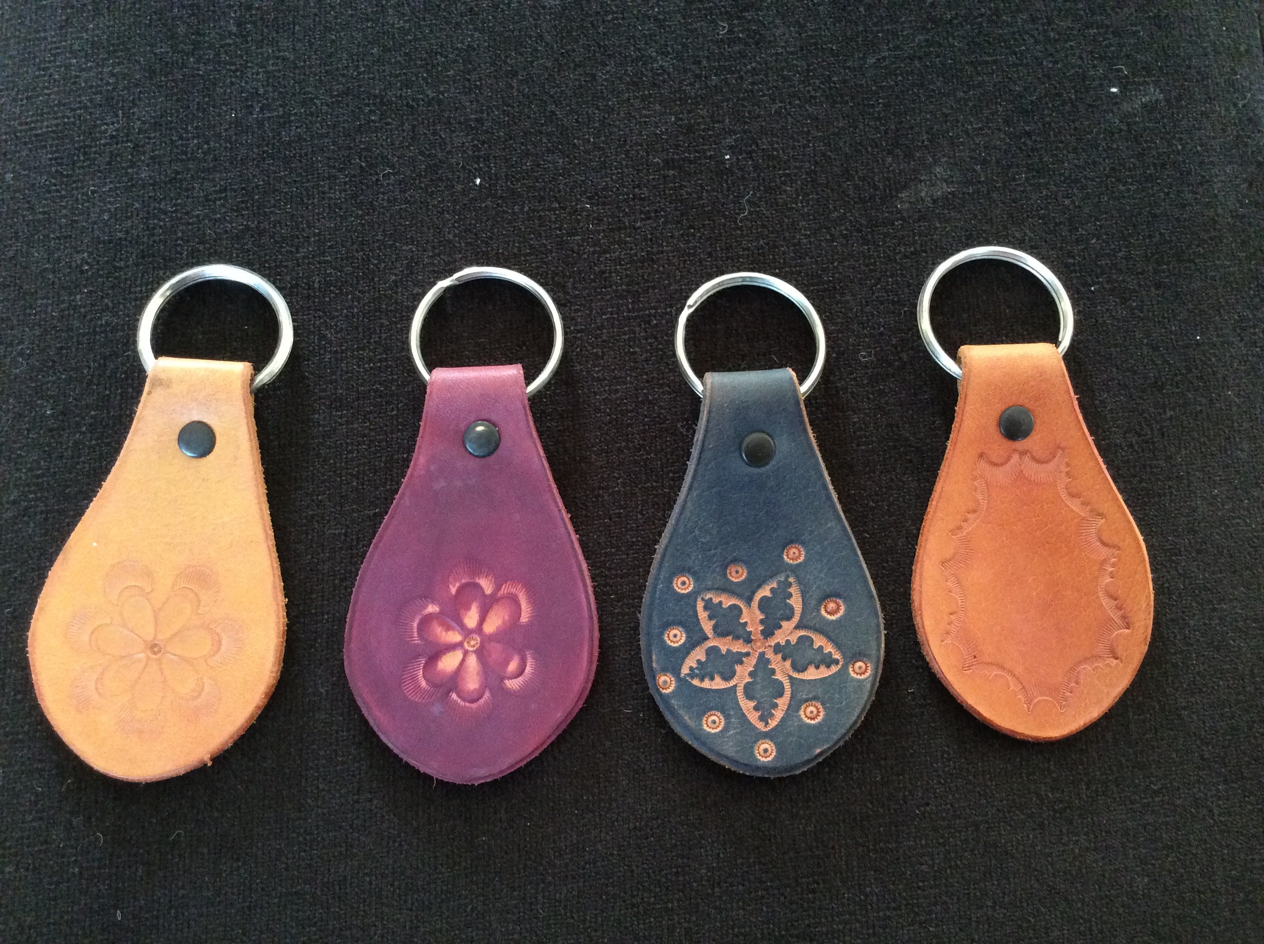 Vintage Hand Tooled Leather Key Ring - Etsy