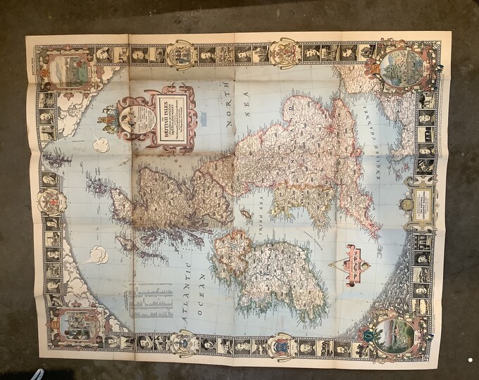 Large Vintage Map Historical Map of the British Isles - Etsy