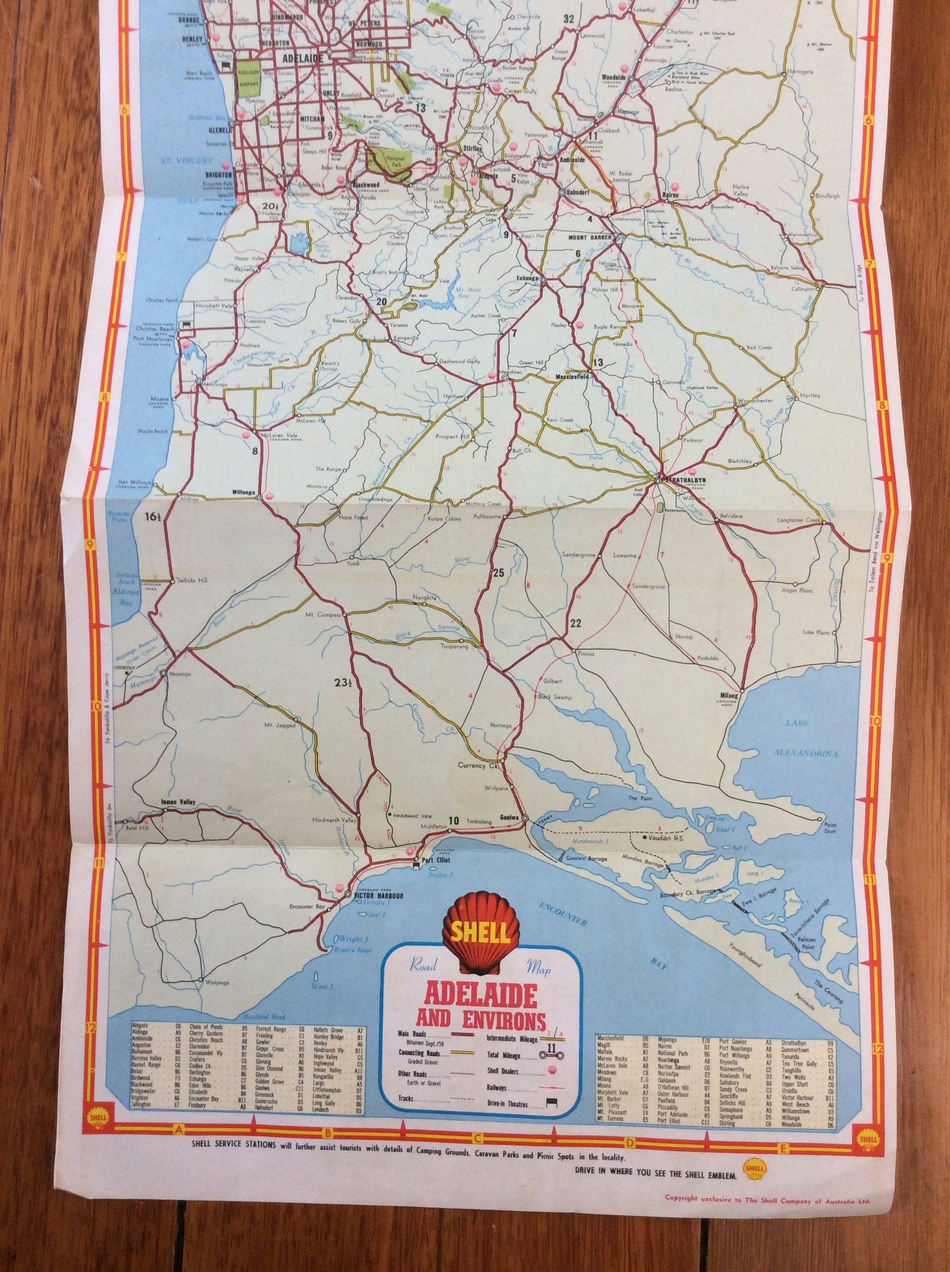 Shell Oil Australia Vintage Tourist Map Adelaide Petrol Circa 1955 - Etsy