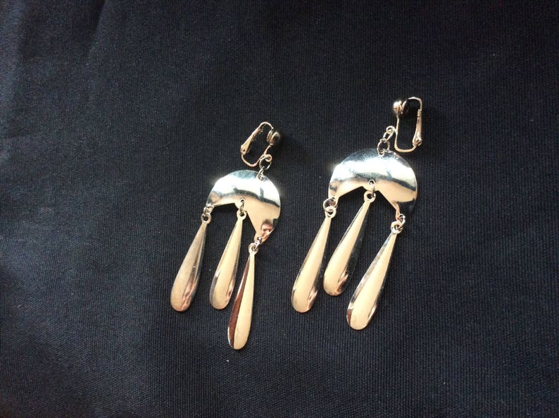 Striking Geometric Aztec Style Silver Tone Clip Earings - Etsy