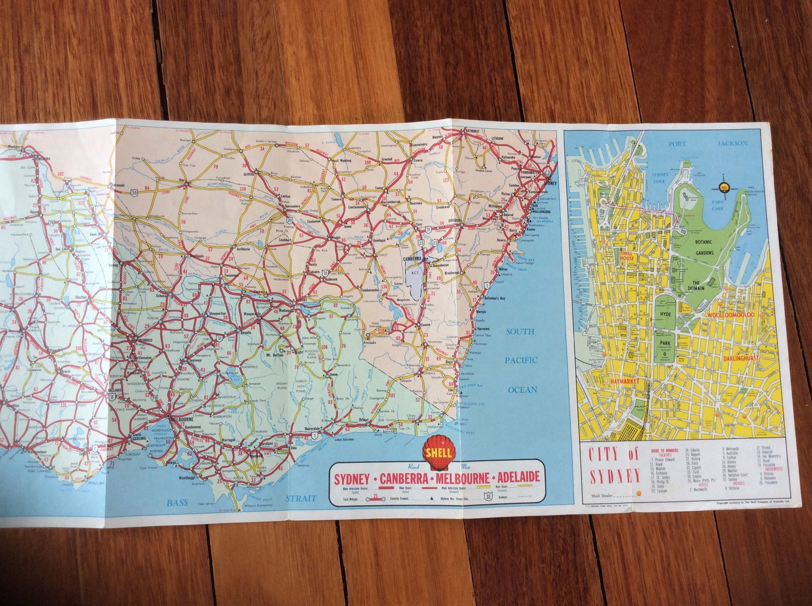 Shell Oil Australia Vintage Tourist Map. Sydney to Adelaide Petrol ...