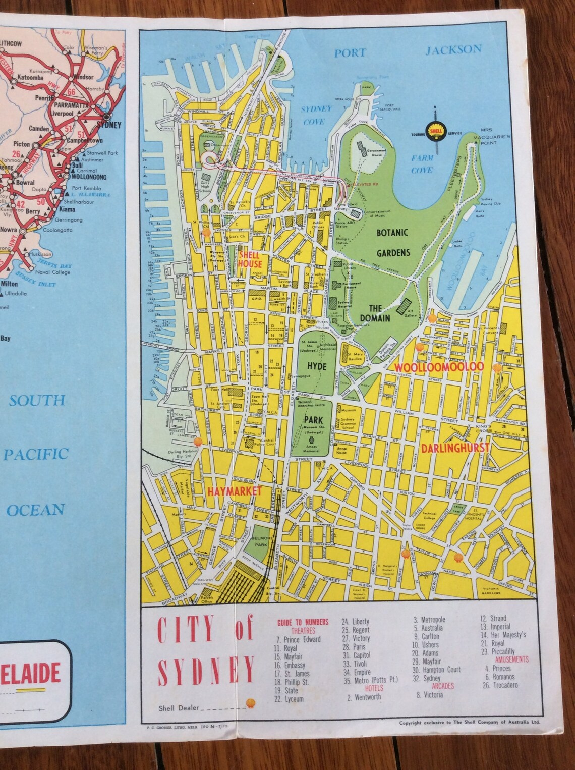 Shell Oil Australia Vintage Tourist Map. Sydney to Adelaide Petrol ...