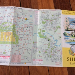 Shell Oil Australia Vintage Tourist Map. Sydney to Adelaide Petrol ...