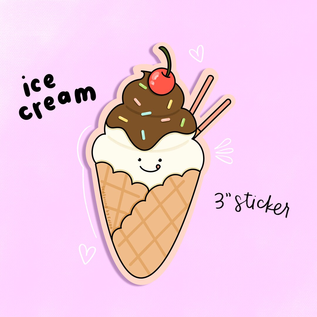 Ice Cream Vinyl Sticker Dessert Food Sticker Cute - Etsy