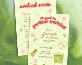 Matcha Made in Heaven Bachelorette Party Invitation Template | Matcha ...