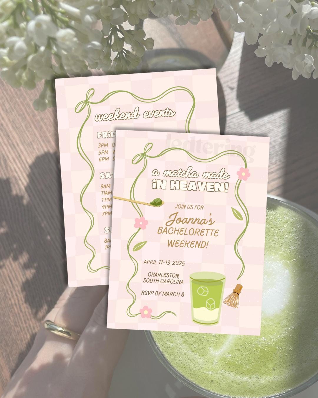 Matcha Made in Heaven Bachelorette Party Invitation Template | Matcha ...