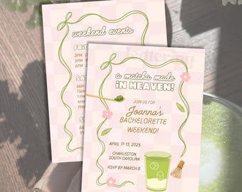 Perfect Matcha Bachelorette Party Invitation Template | Matcha Latte ...