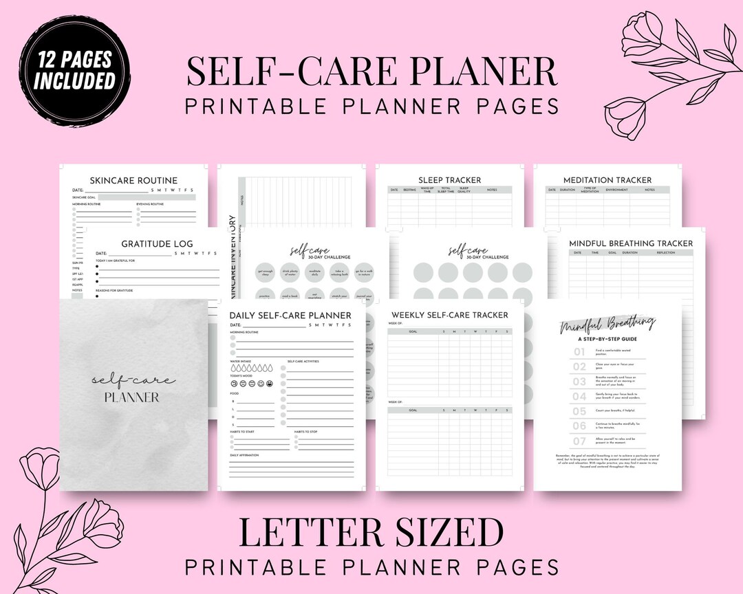Self-care Planner Printable Insert | Letter-sized Weekly Tracker ...
