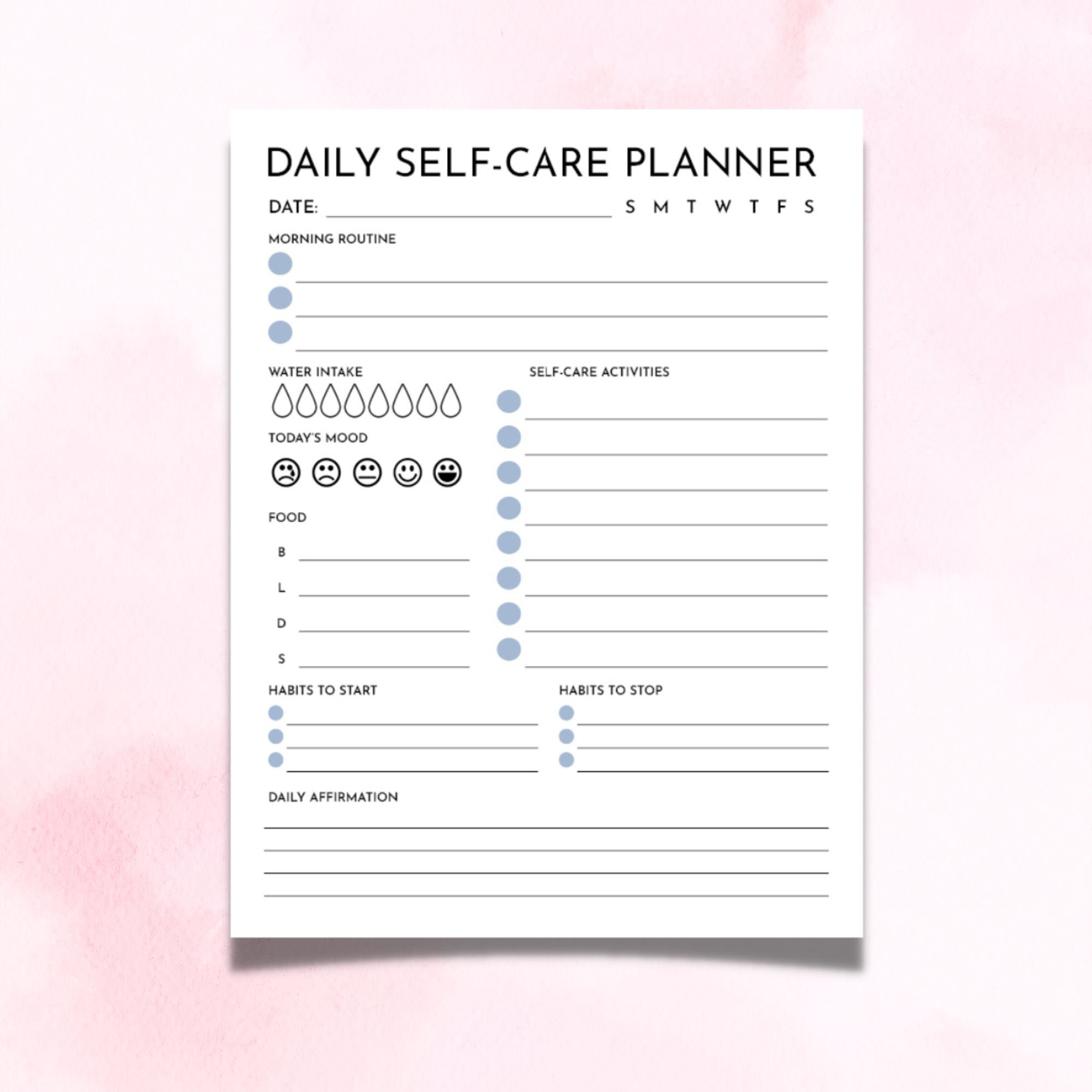 Daily Self Care Planner Printable | Printable Planner Inserts PDF ...