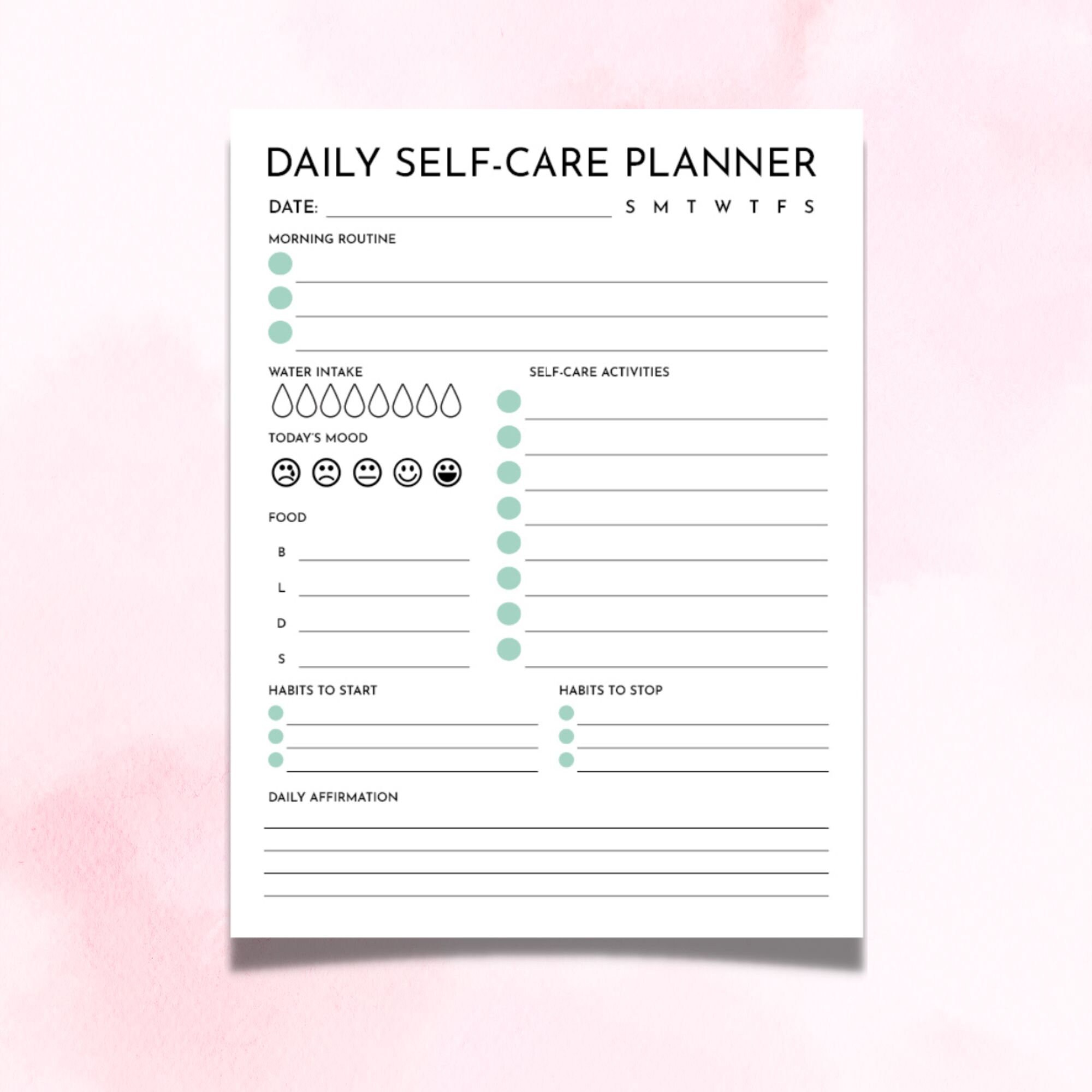 Daily Self Care Planner Printable Printable Planner Inserts PDF ...