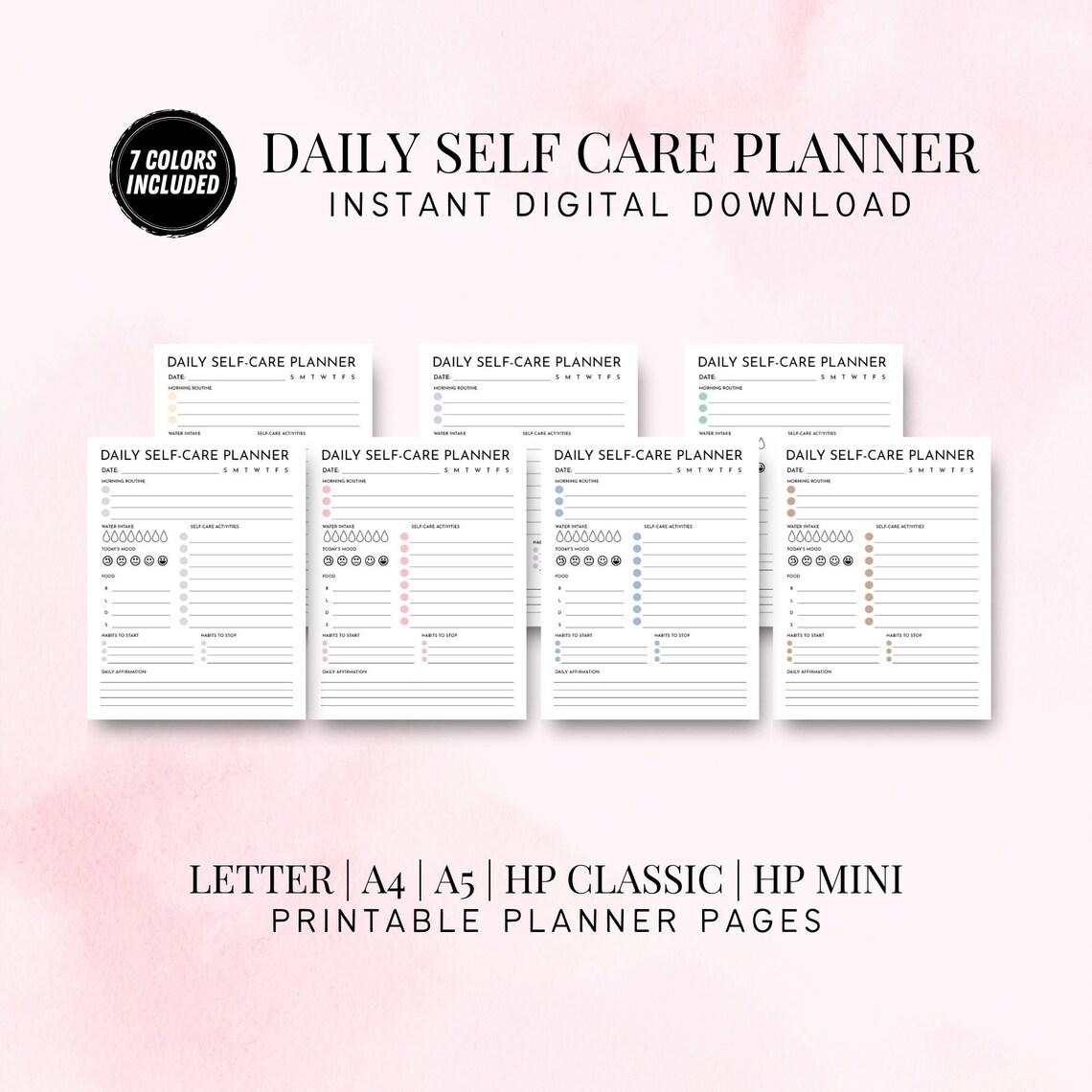Daily Self Care Planner Printable | Printable Planner Inserts PDF ...