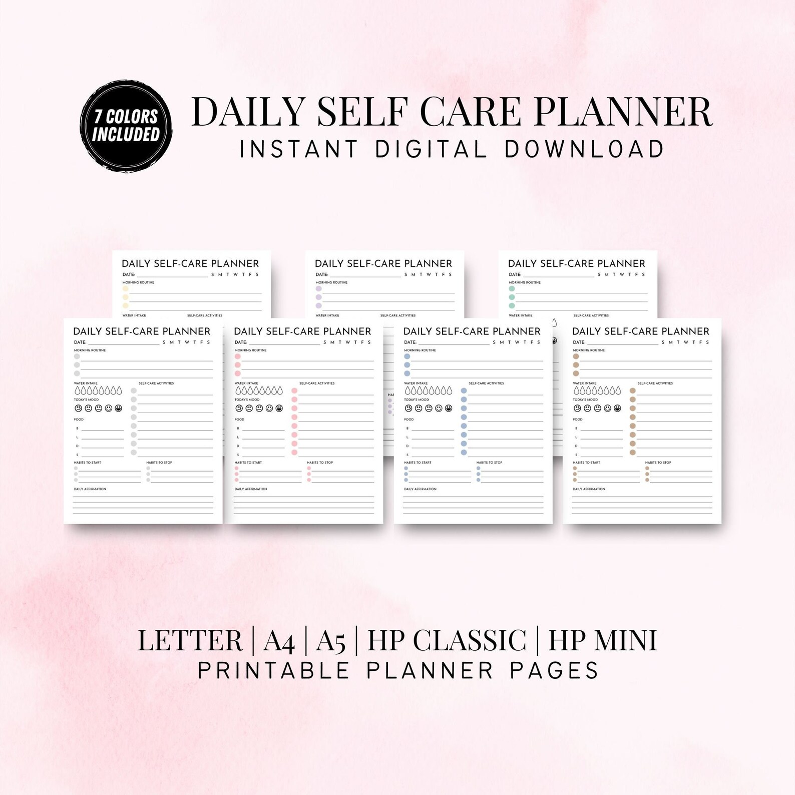 Daily Self Care Planner Printable Printable Planner Inserts PDF ...