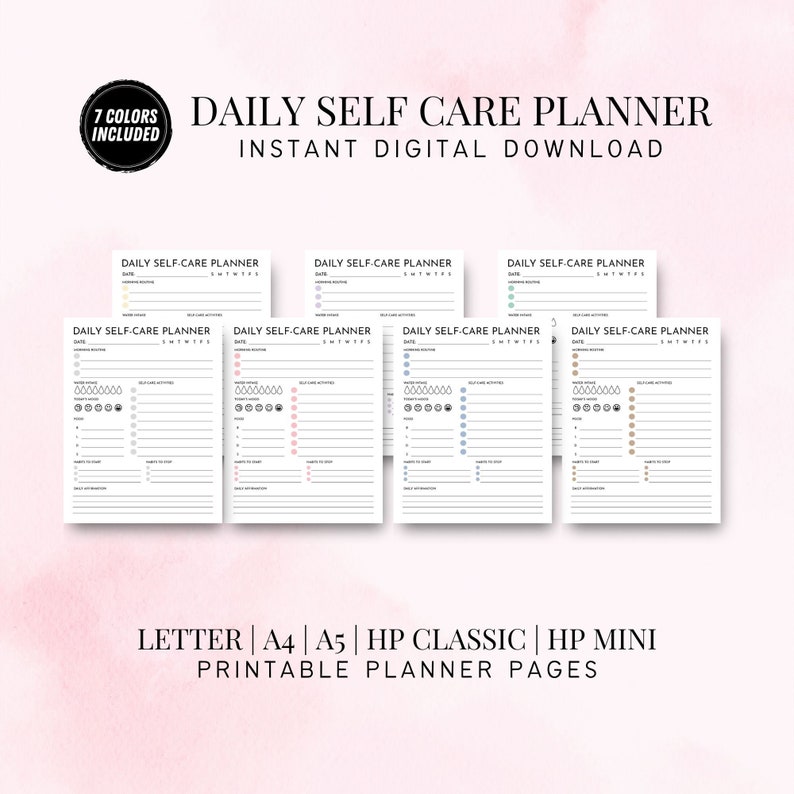 Daily Self Care Planner Printable | Printable Planner Inserts PDF ...