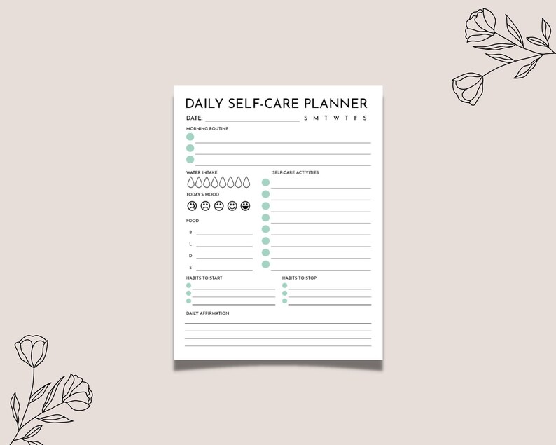 Daily Self Care Planner Printable Printable Planner Inserts - Etsy