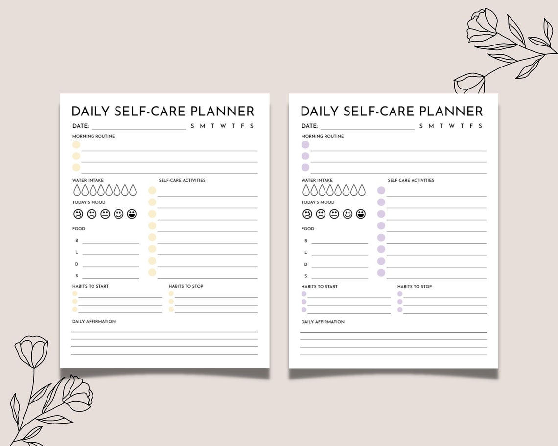 Daily Self Care Planner Printable Printable Planner Inserts - Etsy