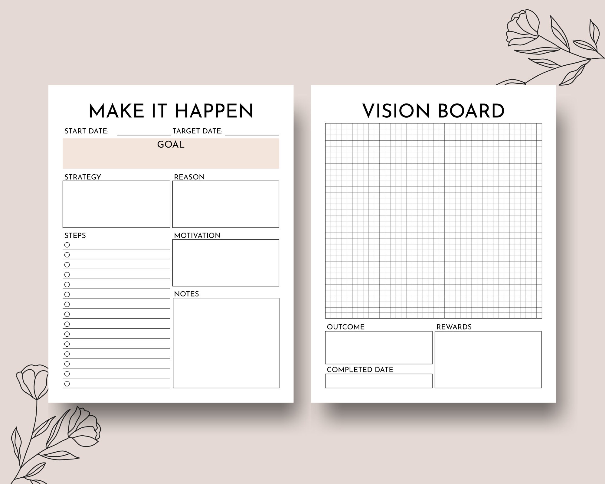 Goal Planner Printable | Goal Setter Printable Inserts PDF | Goal ...
