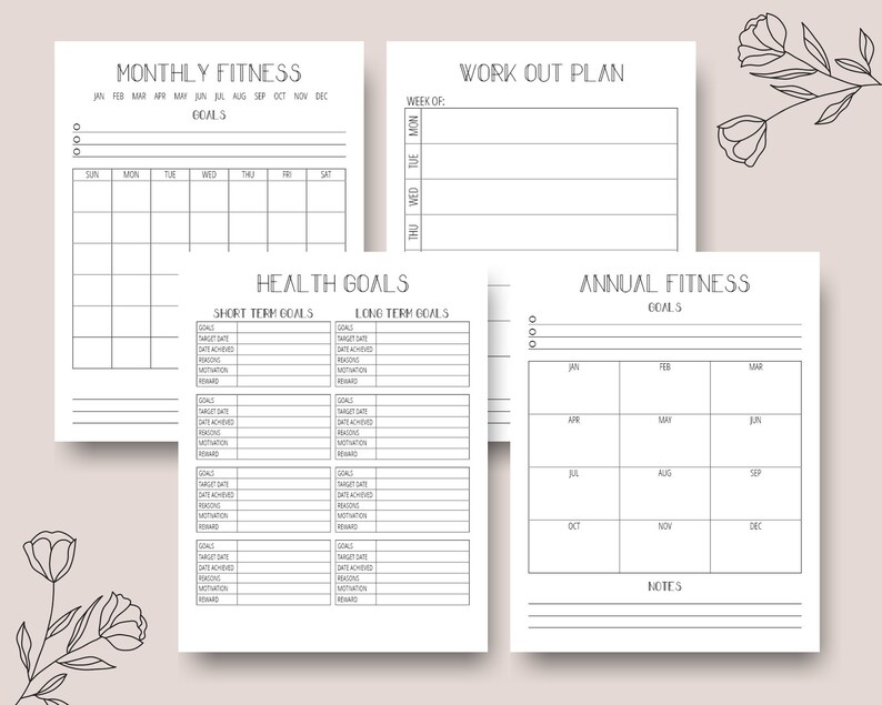 Fitness Planner Insert Printable | Printable Planner Inserts PDF ...