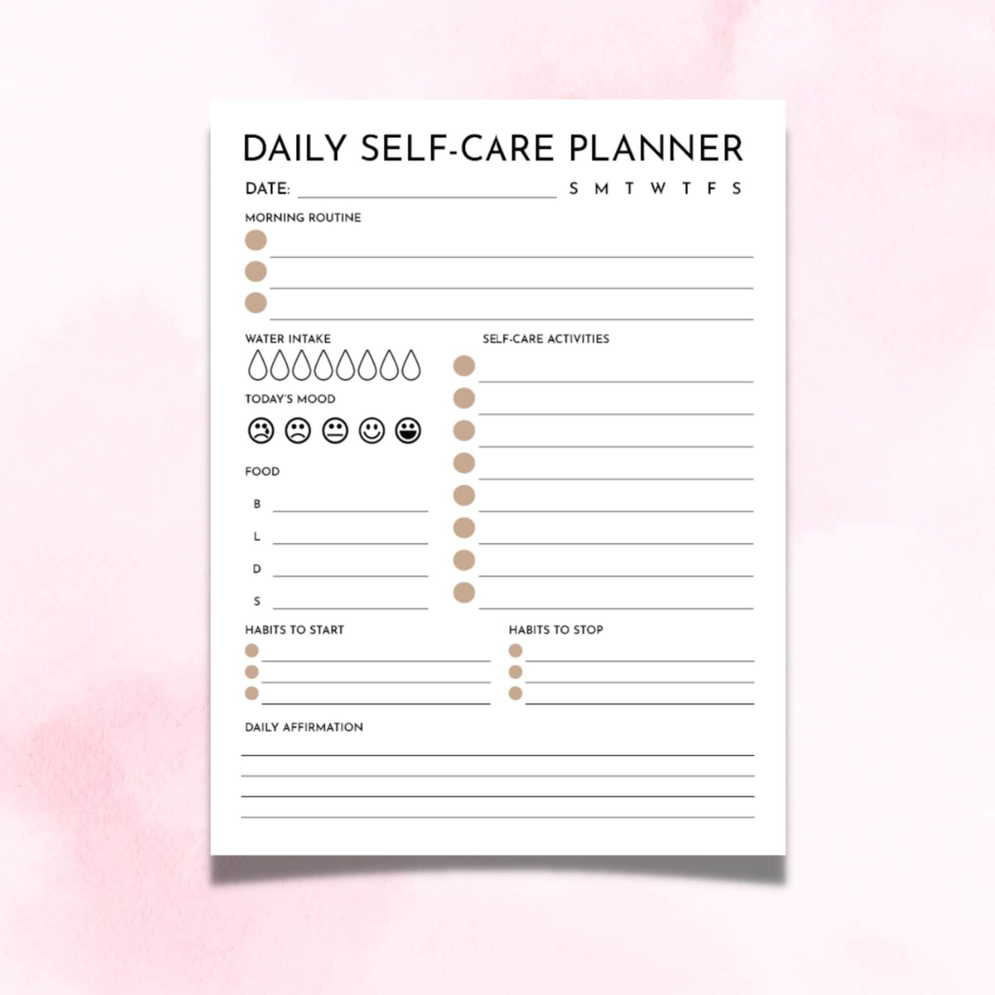 Daily Self Care Planner Printable Printable Planner Inserts PDF ...