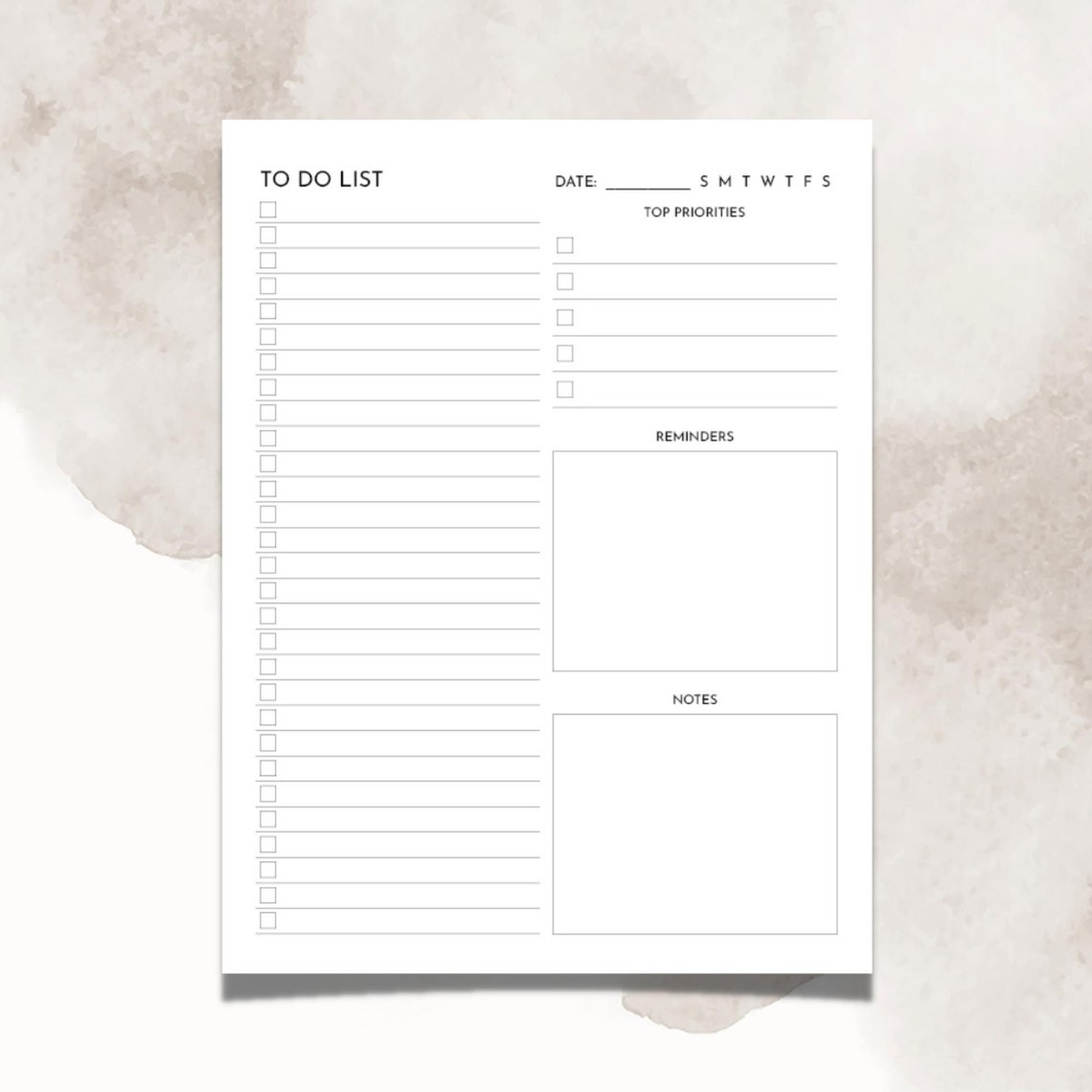 Minimalist To-do List Printable Planner Daily Task Organizer - Etsy