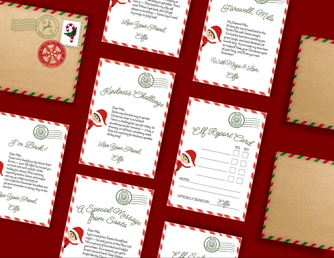 Elfie Printable Cards, Elf Letter Template, Digital Download Elf Notes ...