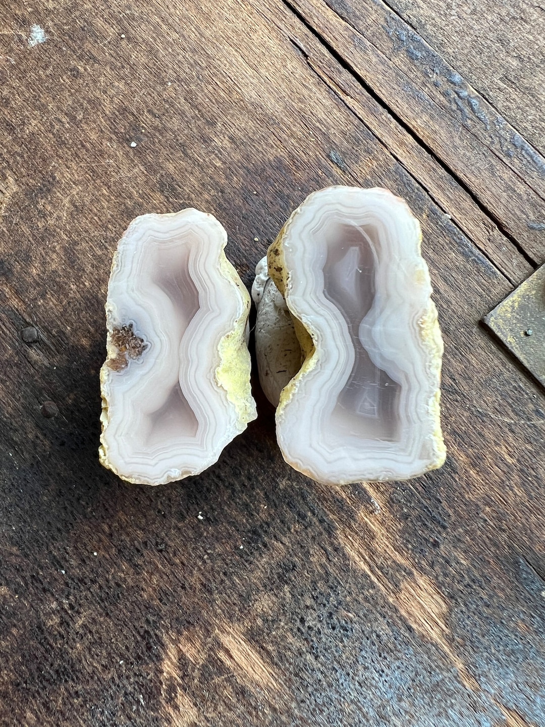 White Banded Laguna Agate Pair From Mexico | Small Banded Laguna Agate ...