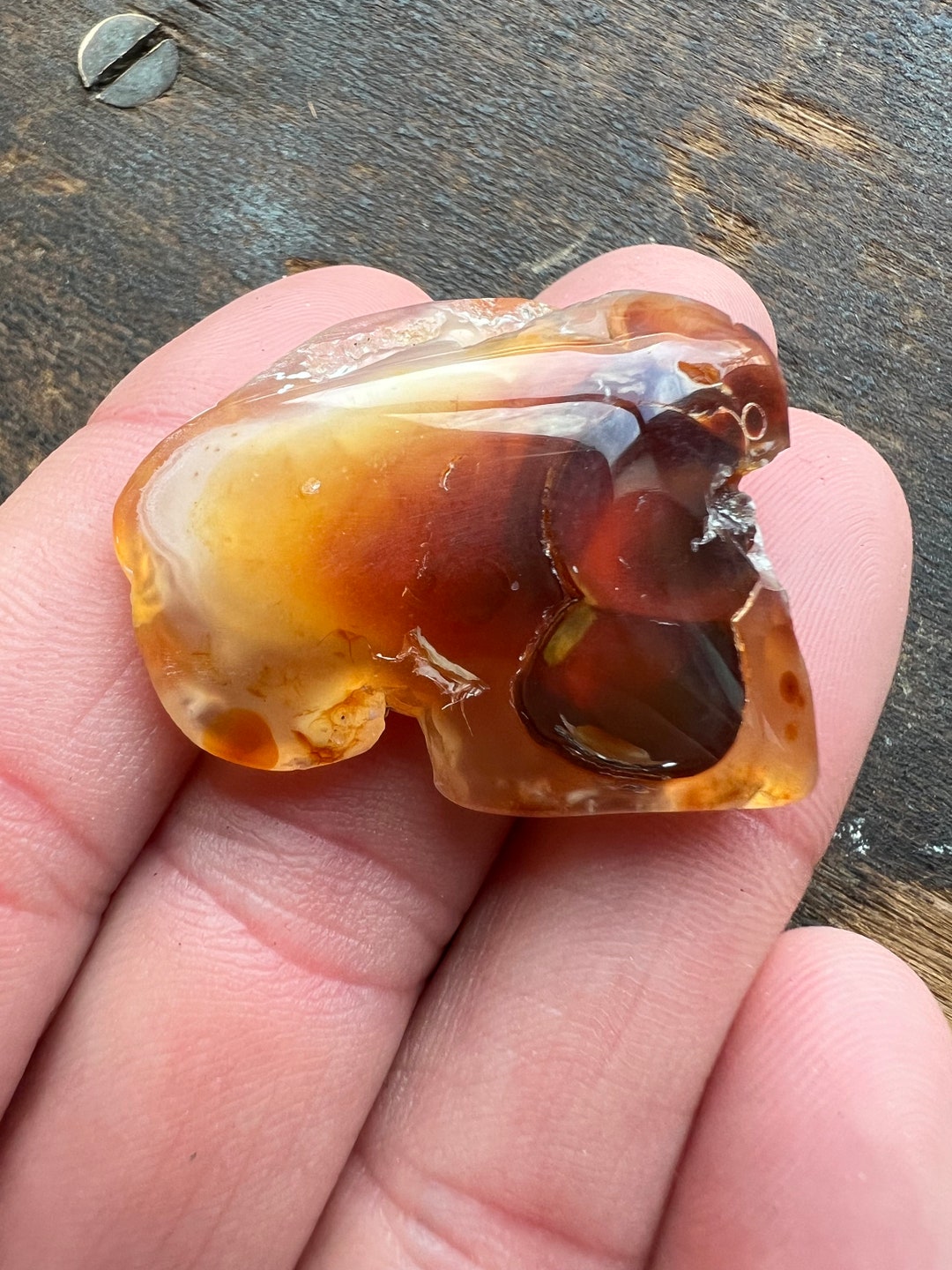 Mexican Fire Agate | Natural Fire Agate Polished Window | 32mm | Rare ...
