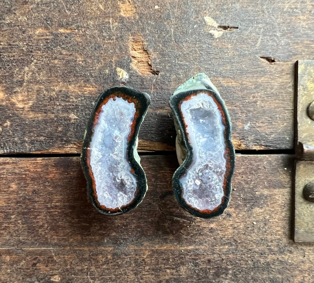 Red Tabasco Geode Pair Mexican Geodes Cab Supply Druzy Geode Wire Wrap ...