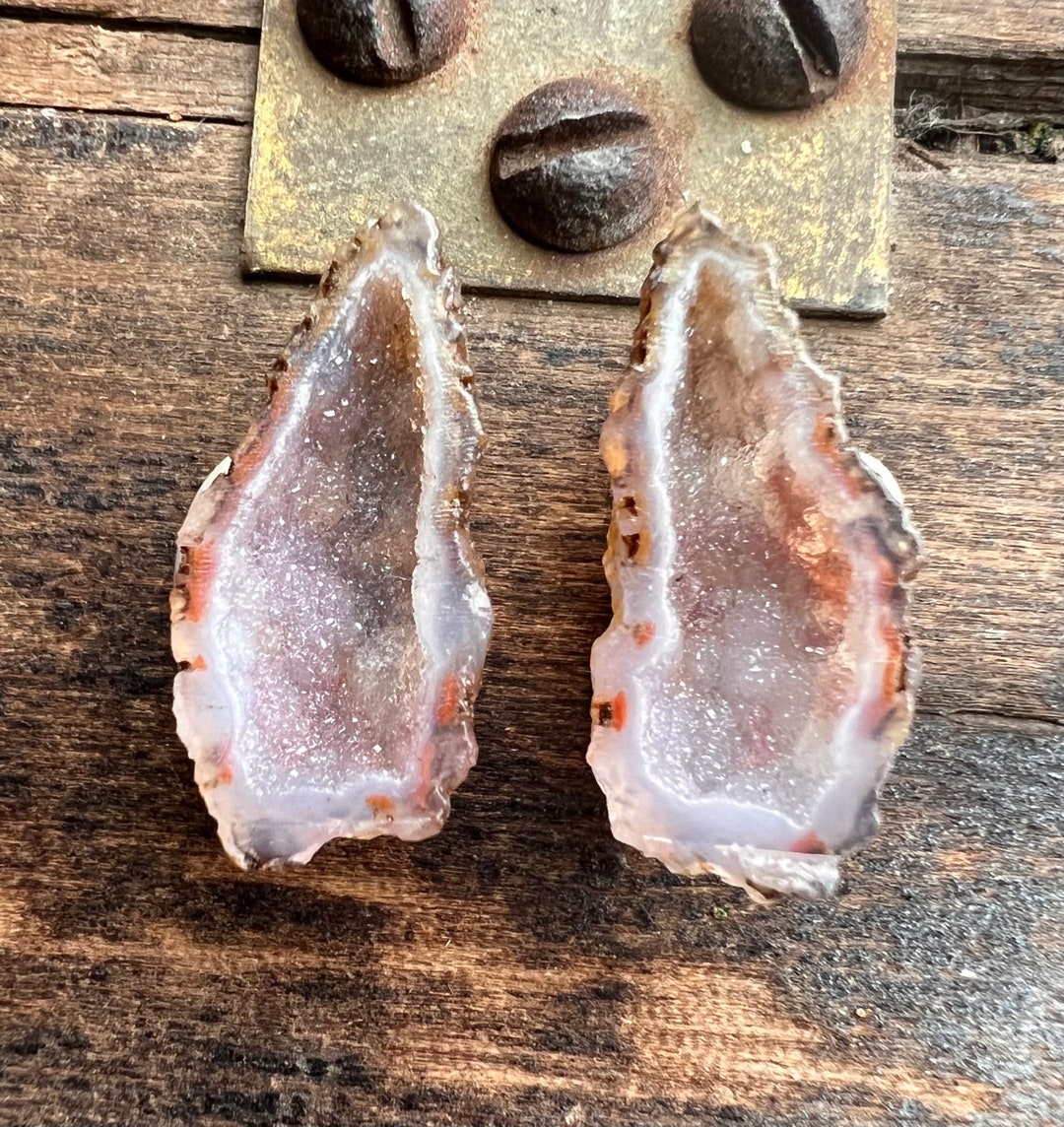 White Quartz Tabasco Geode Pair Cab Supply Geode Mexico Geode Druzy ...
