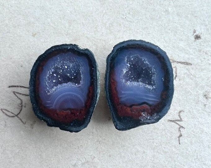 Natural Red Tabasco Geode Pair | Cab Supply | Druzy Geode | Wire Wrap ...