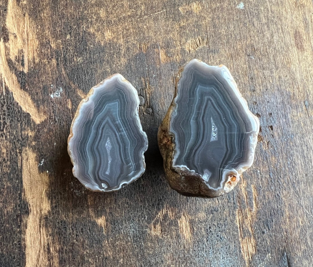 Gray Banded Laguna Agate Pair From Mexico | Small Banded Laguna Agate ...
