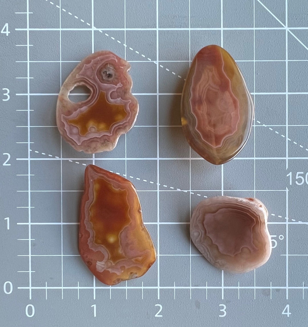 Moctezuma Agates Four 4 Mexican Agates Polished Agate Nodules 42-47mm ...