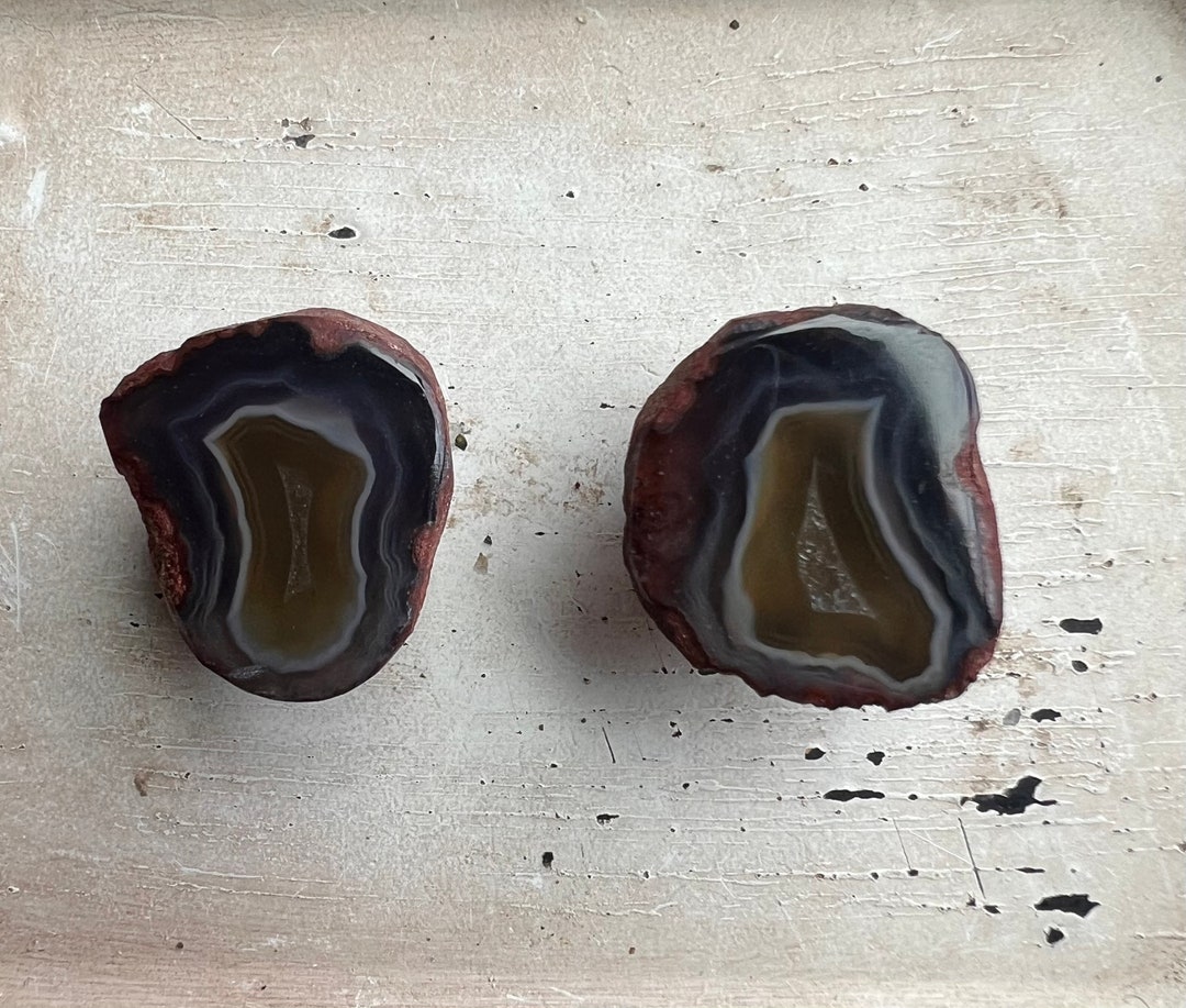 Malawi Geode Pair Blue Mini Agate Pair Malawi Agate Natural Agate Pair ...