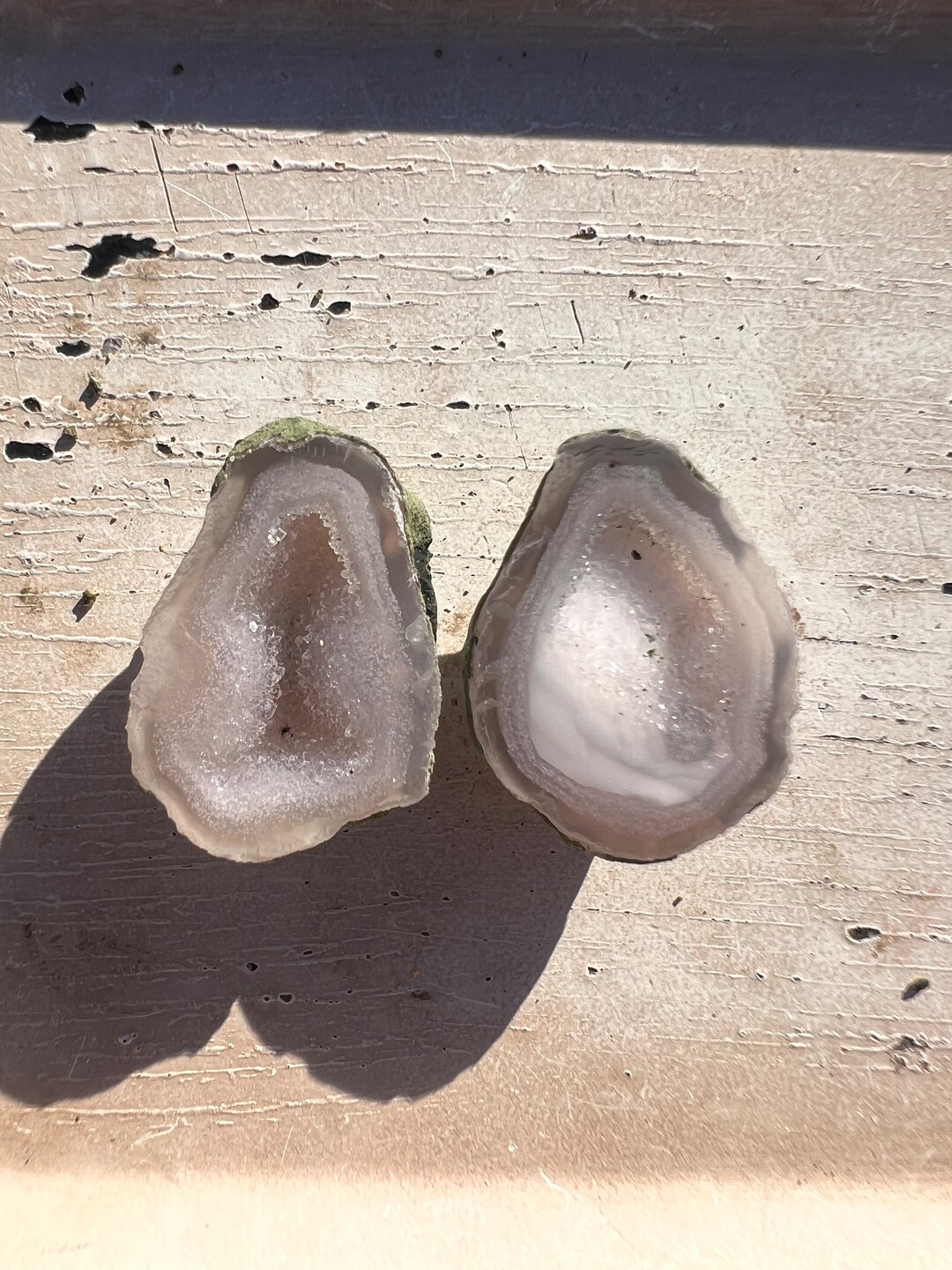 White Quartz Tabasco Geode Pair | Cab Supply | Geode | Mexico Geode ...