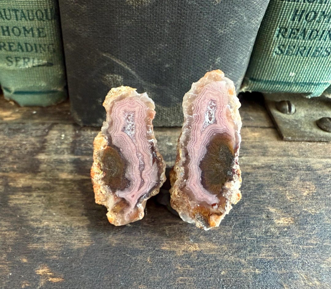 Mini Pink Laguna Agate Display Pair From Mexico | 31mm | Baby Laguna ...