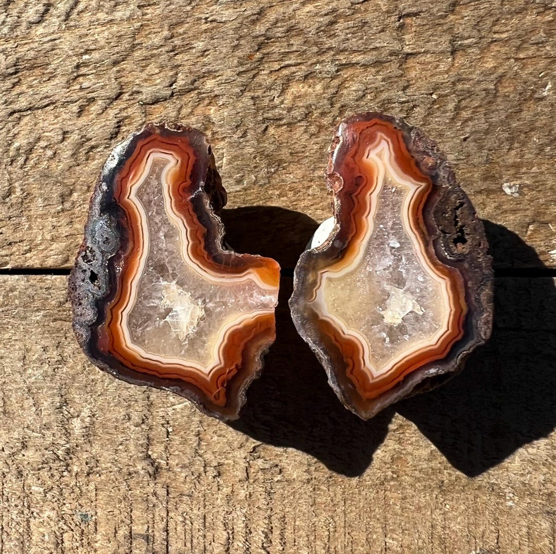Malawi Geode Pair | Mini Agate Pair | Red and White Agate Pair | Malawi ...