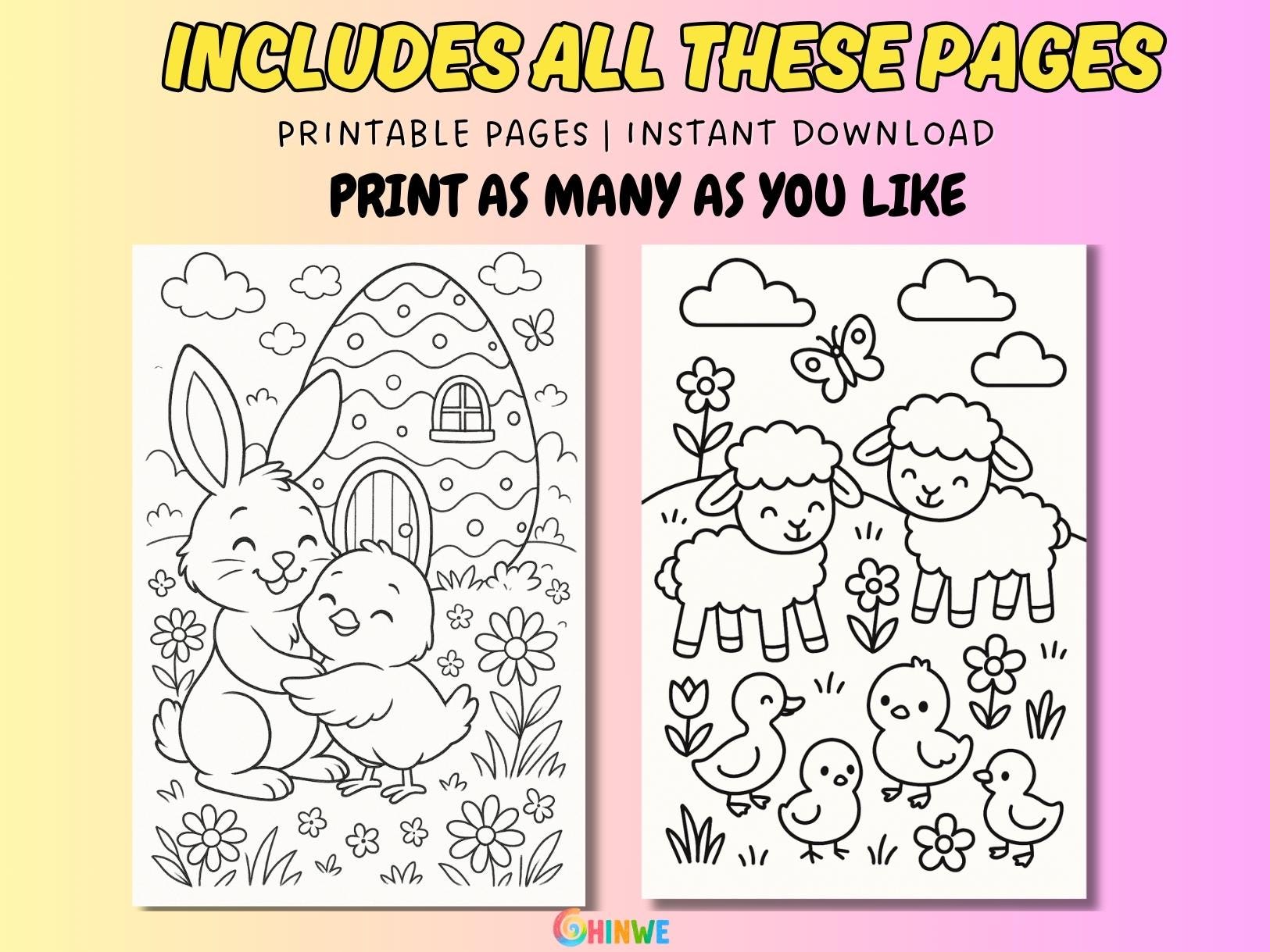 Easter Coloring Pages for Kids 15 Printable Spring Coloring Sheets ...
