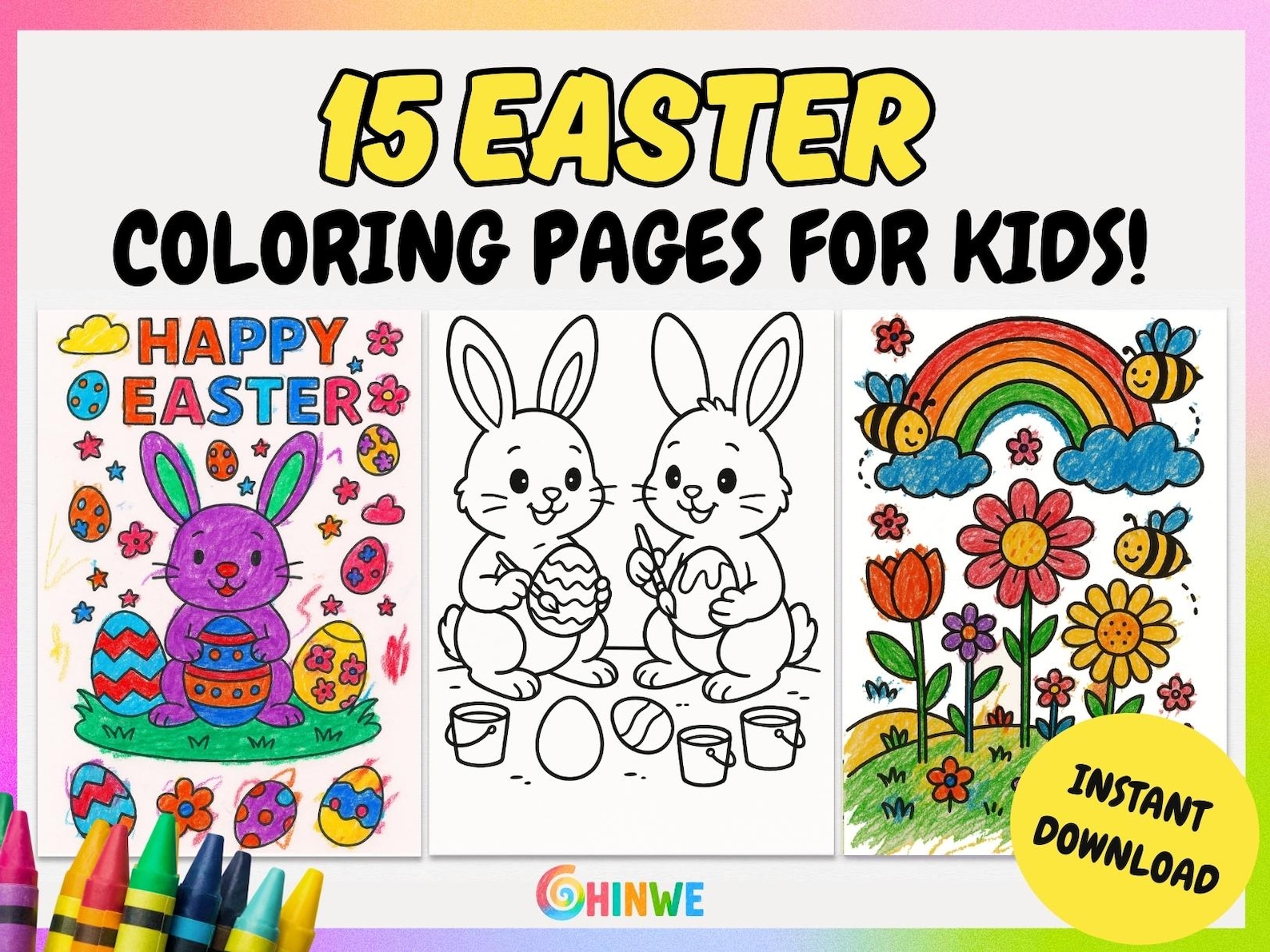 Easter Coloring Pages for Kids 15 Printable Spring Coloring Sheets ...