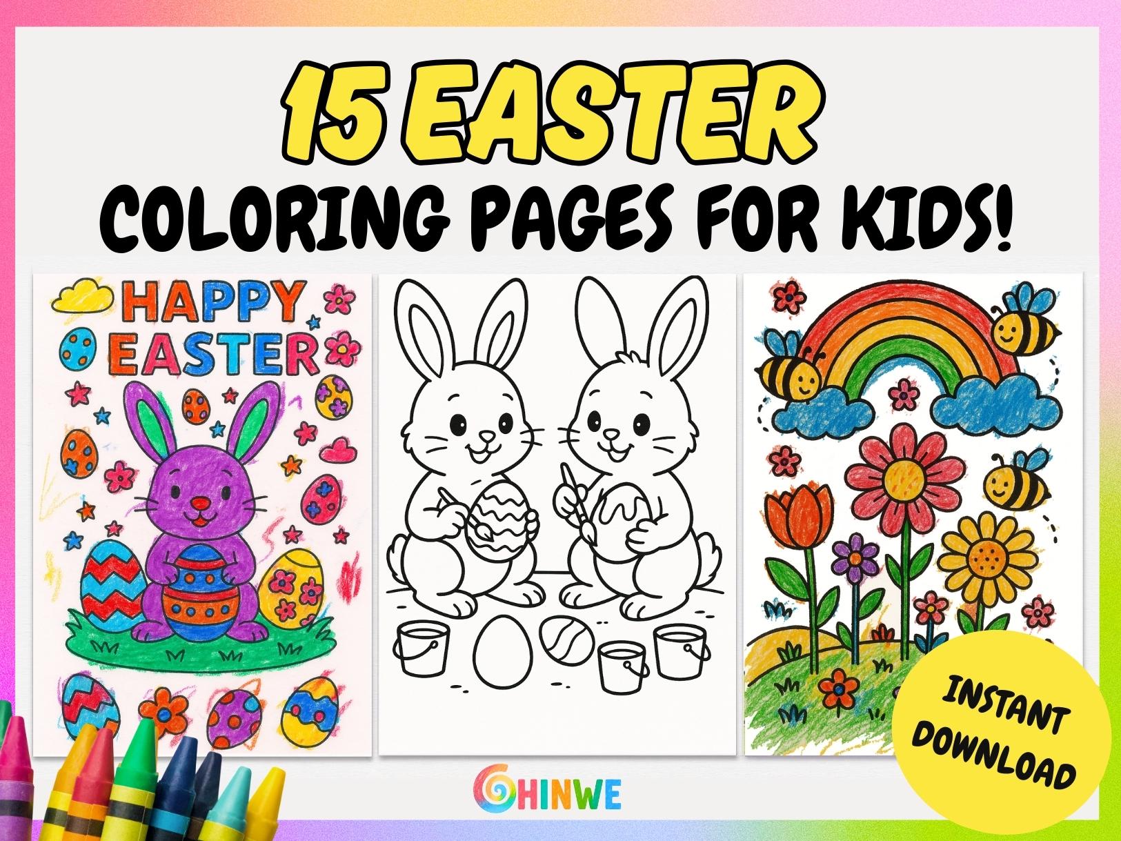 Easter Coloring Pages for Kids 15 Printable Spring Coloring Sheets ...