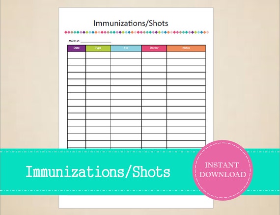 Immunization Sheet