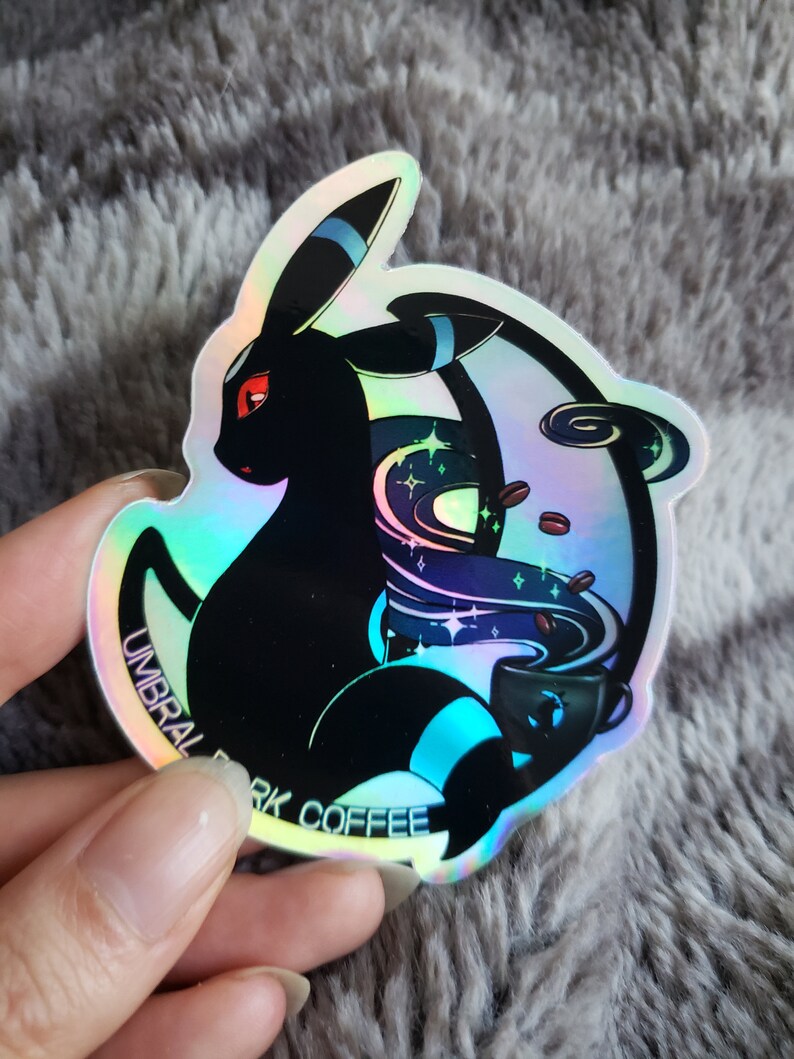 Die-cut Holographic Pokemon Umbreon Coffee Vinyl Sticker | Etsy
