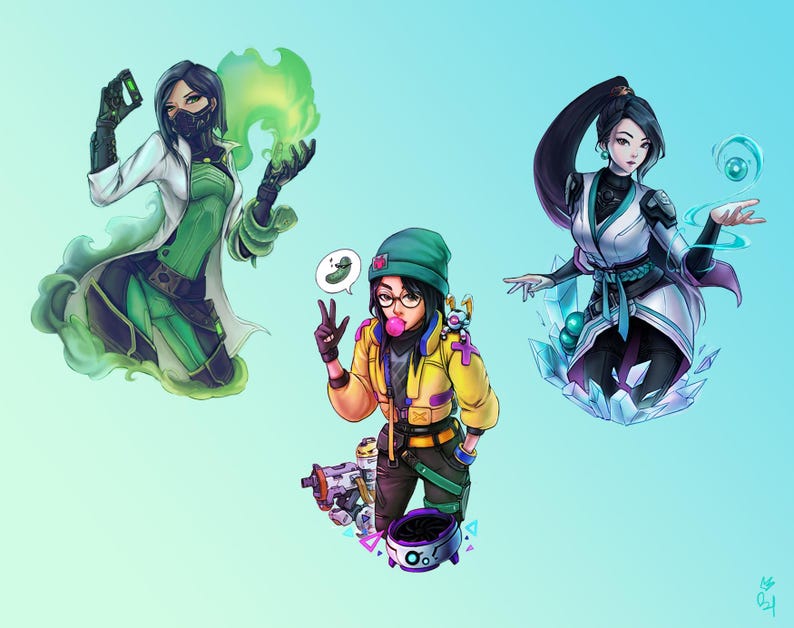 Val Stickers KJ | Chamber | Raze | Reyna | Sage | Viper | Jett | Yoru ...