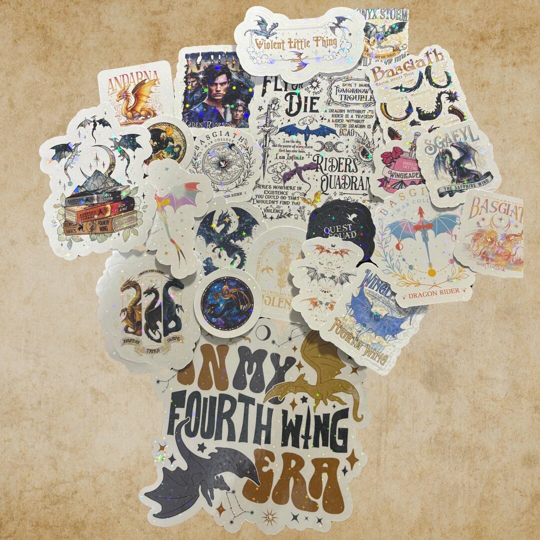 Fourth Wing Inspired Sticker Pack | Dragon Fantasy Bookish Stickers ...