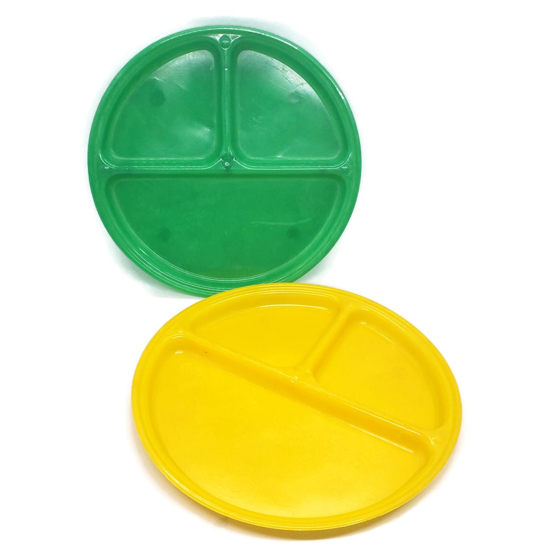 2 Vintage Divided Plastic Plates, Vintage Picnic Camping Cafeteria ...