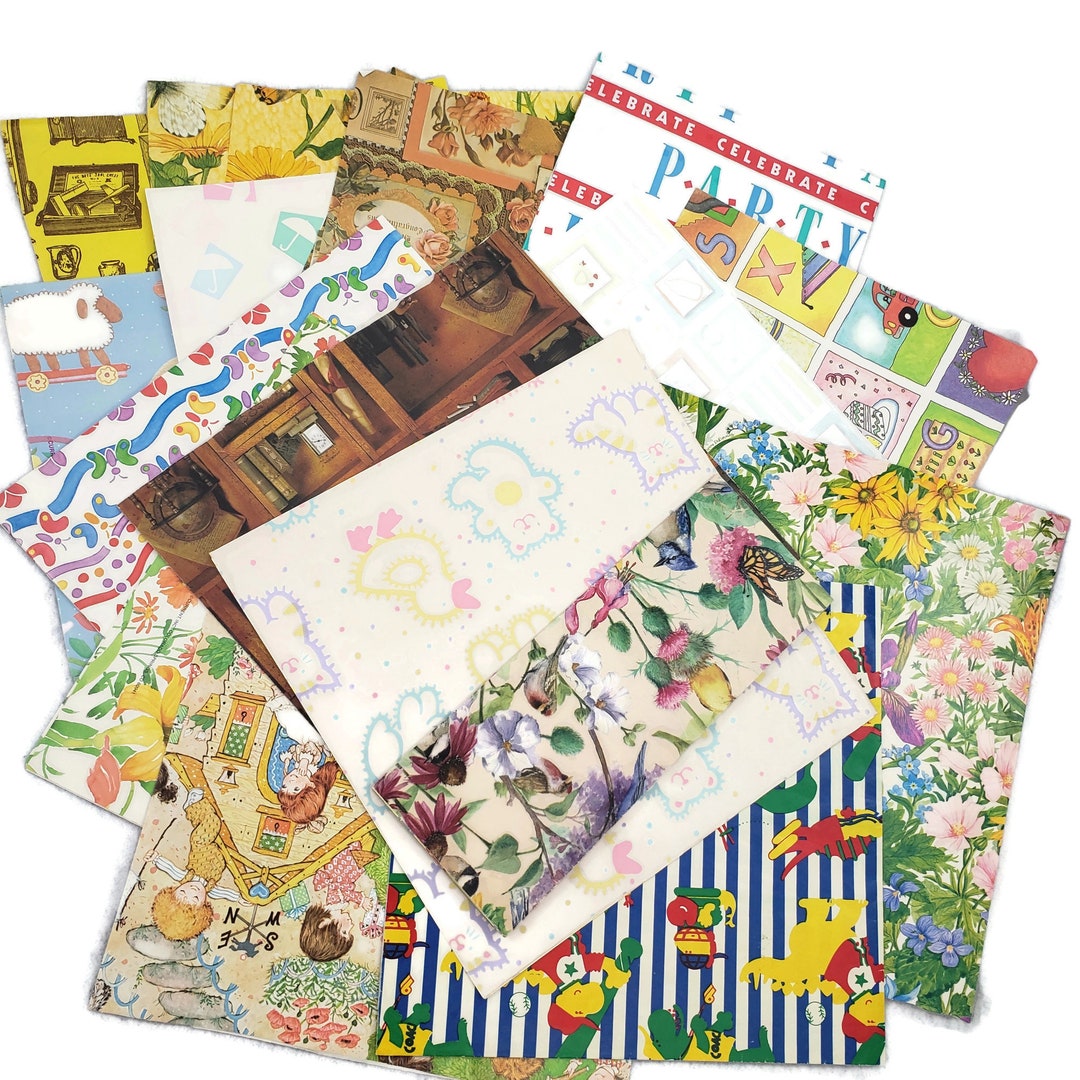 Lot of Wrapping Paper Remnant for Crafts, Paper Lot for Junk Journals ...