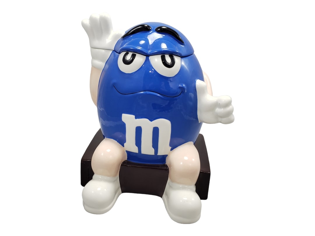 Vintage Cool Blue M&ms Cookie Jar 2000 With Original Box, Blue Peanut ...