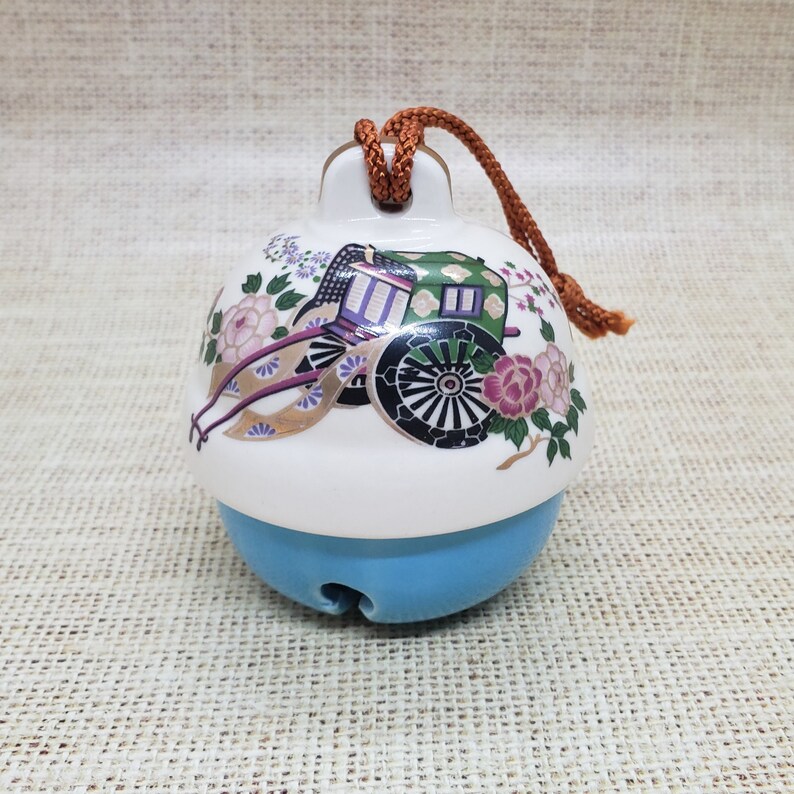 Traditional Japanese Ceramic Bell, Vintage Round Bell, Blue White Ball ...