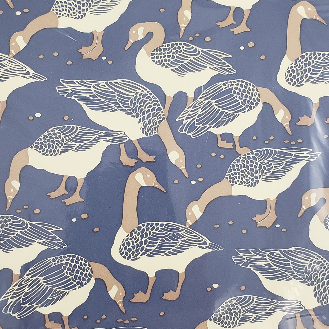 Goose Print Vintage Gift Wrap, Blue Geese Wrapping Paper, Birds Print ...