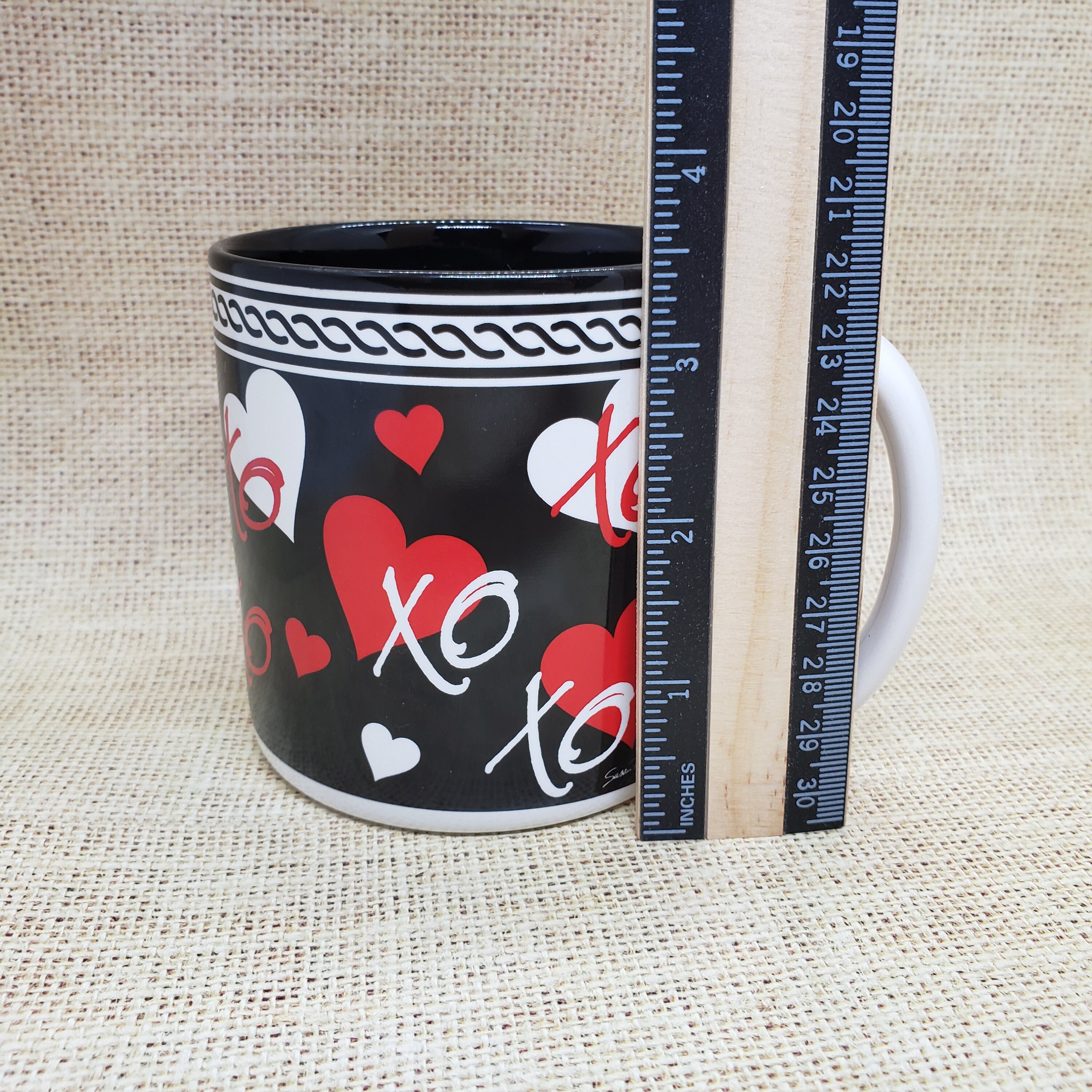 Vintage Kisses & Hugs Hearts Coffee Mug, 1980s XOXO Print Coffee Mug ...