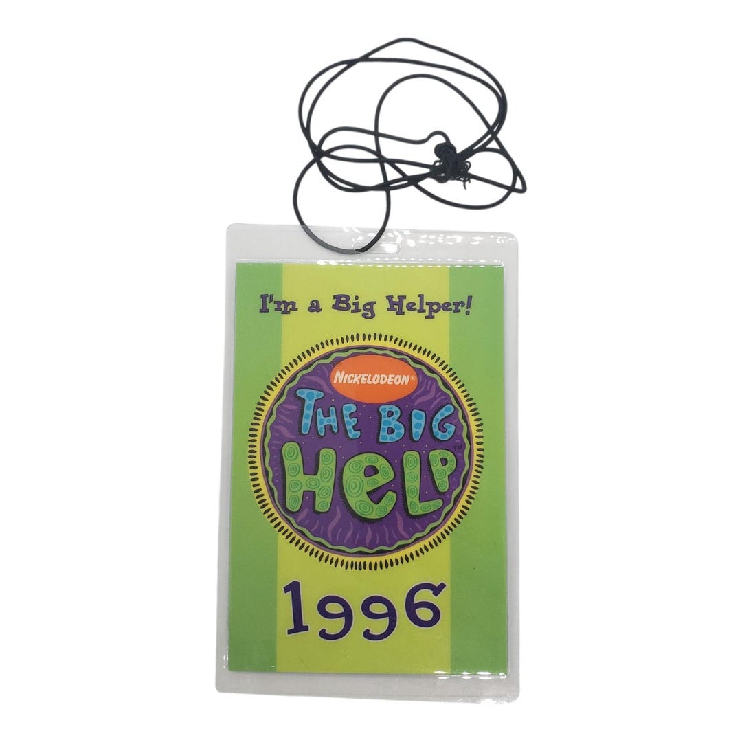 1996 Nickelodeon the Big Help Participation BADGE Attendee Double Sided ...